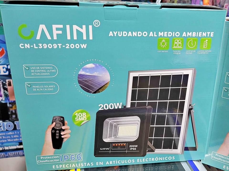 REFLECTOR SOLAR DE 200W CON PANEL SOLAR MARCA CAFINI CN-L3909T – GRUPO ...